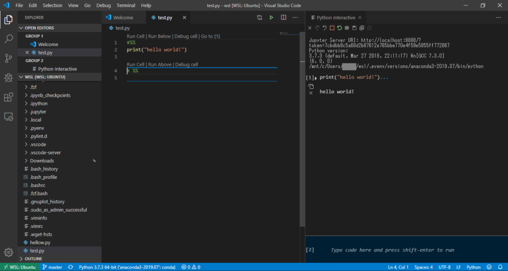 WSL+VSCode上でJupyter(Python)を使う | Y Lab Desk